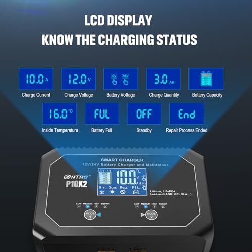 20-Amp 10 Amp 2 Bank Dual Smart Marine ChargerFully-Automatic Car ...