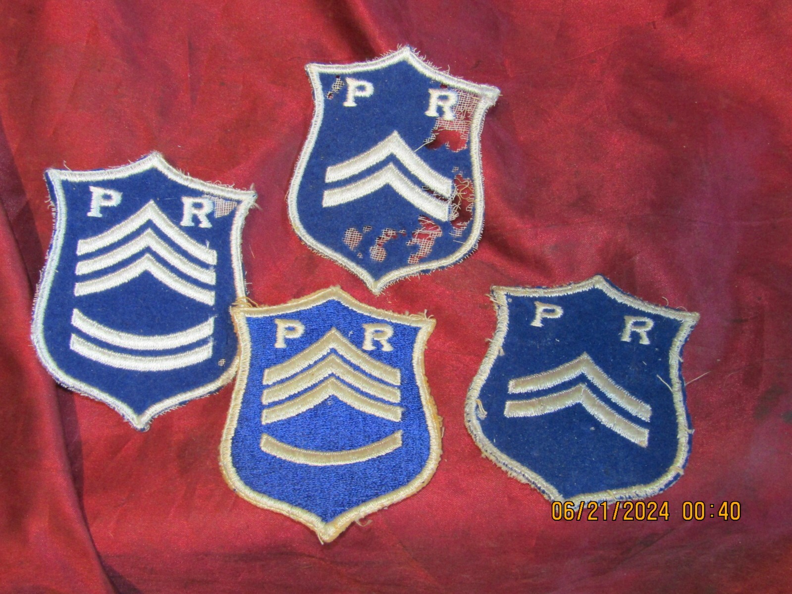 ROTC PATCH! PERSHING RIFLES! GROUP OF 4! CHEESECLOTH TO COTTON! SCARCE ...