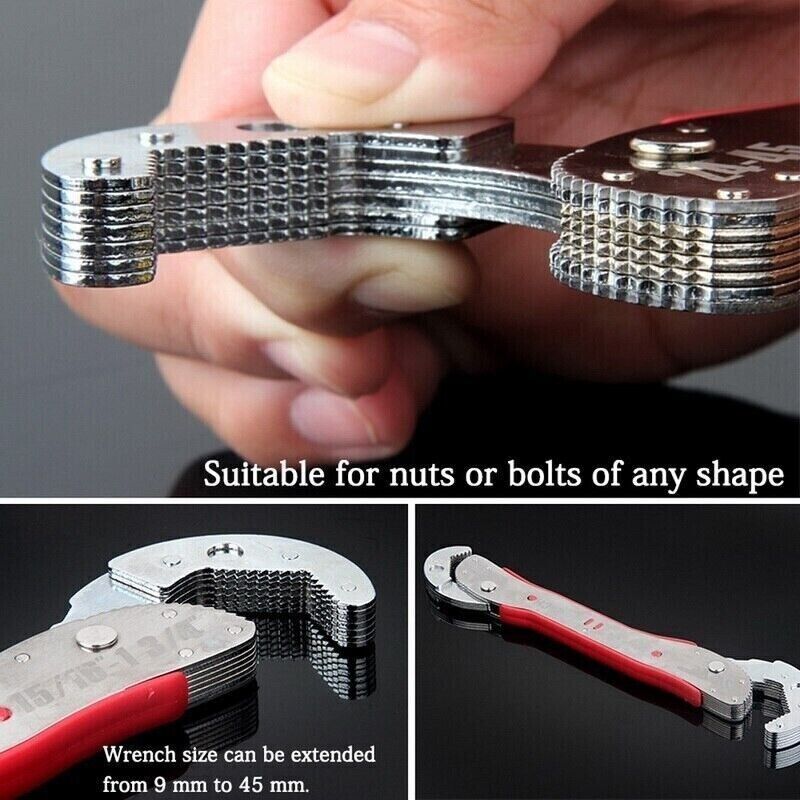 Universal 9-45mm Adjustable Wrench Spanner Quick Snap Grip ...
