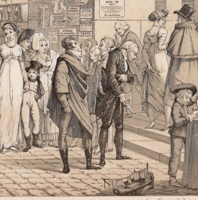 FRANCE - Busy Street Scene Men's wear Top Hat Style 1888 Antique Print ...