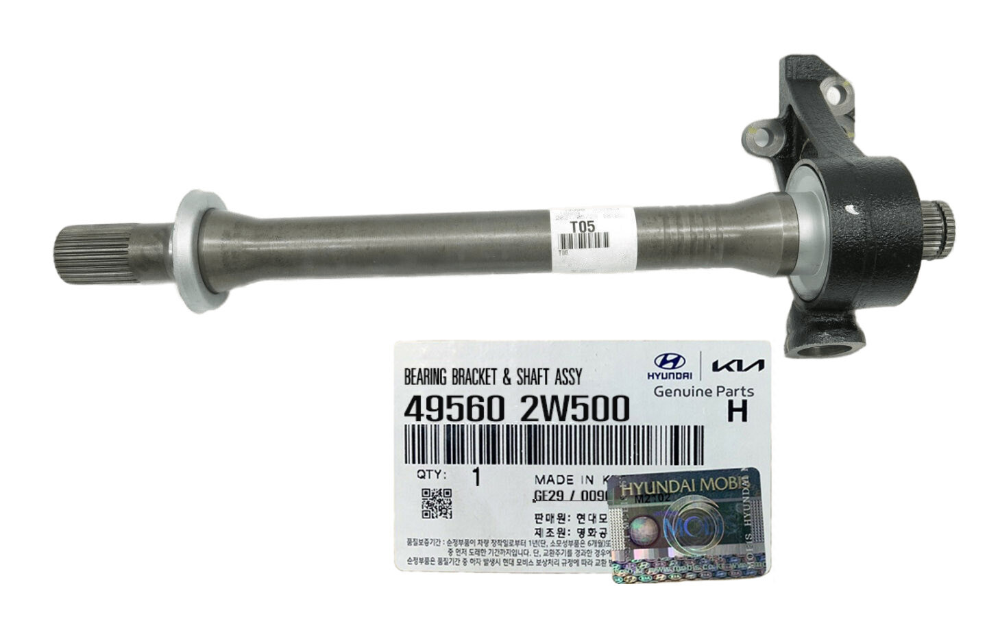 GENUINE 495602W500 Bearing Bracket & Shaft Assembly for Hyundai & KIA ...