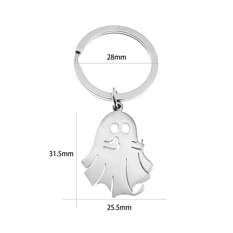 Funny Middle Finger Ghost Keychain Cute Cartoon Key Rings Pendant ...