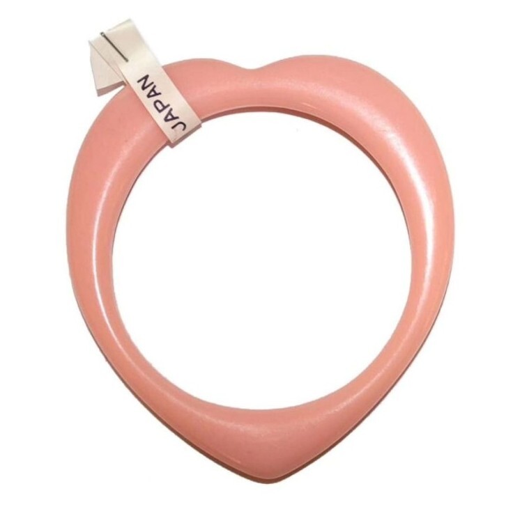 Heart Shaped Light Pink Plastic Bangle Bracelet Japan New Old Stock 7.5 ...