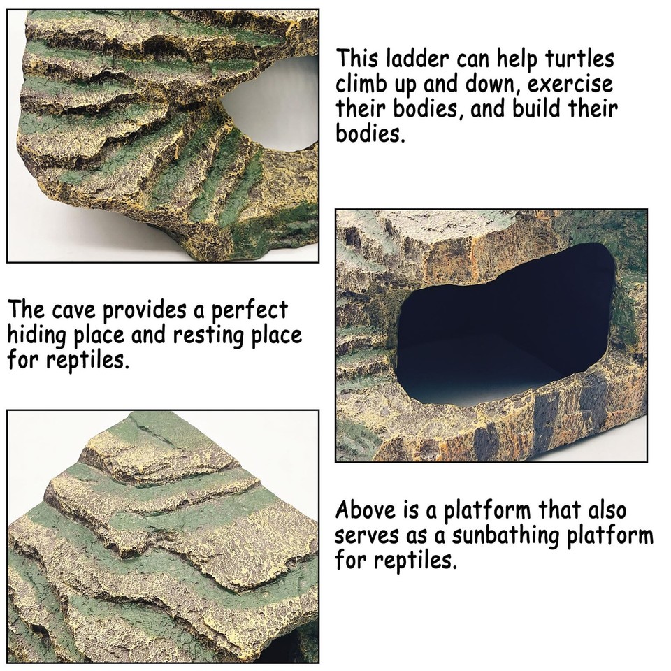 Turtle Basking Platform Reptile Hiding Cave Hideout for Aquatic Turtles ...