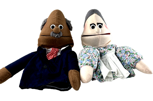 Puppet Partners Grandpa & Grandma Hand Puppets Flower Dress Red Tie ...