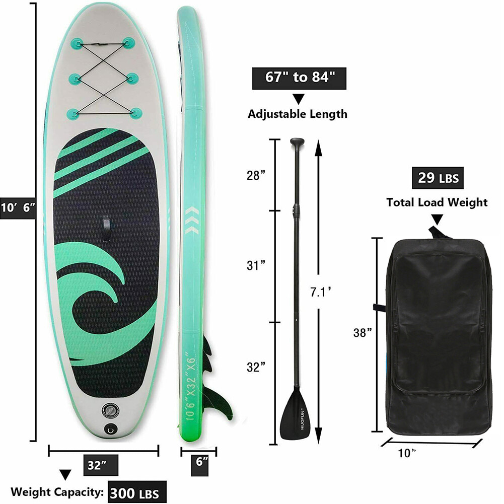 10'6' Stand Up Paddle Board Inflatable Paddleboard Kayak Surf Board ...