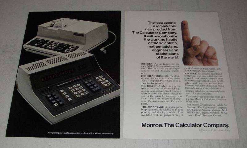 1970 Monroe Calculators Ad - Remarkable New Product | eBay