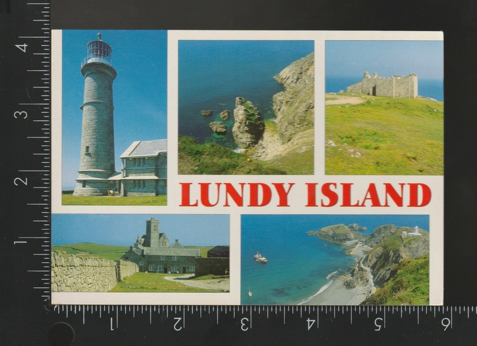 Chrome Postcard Lundy Island Lighthouse Shore building | eBay