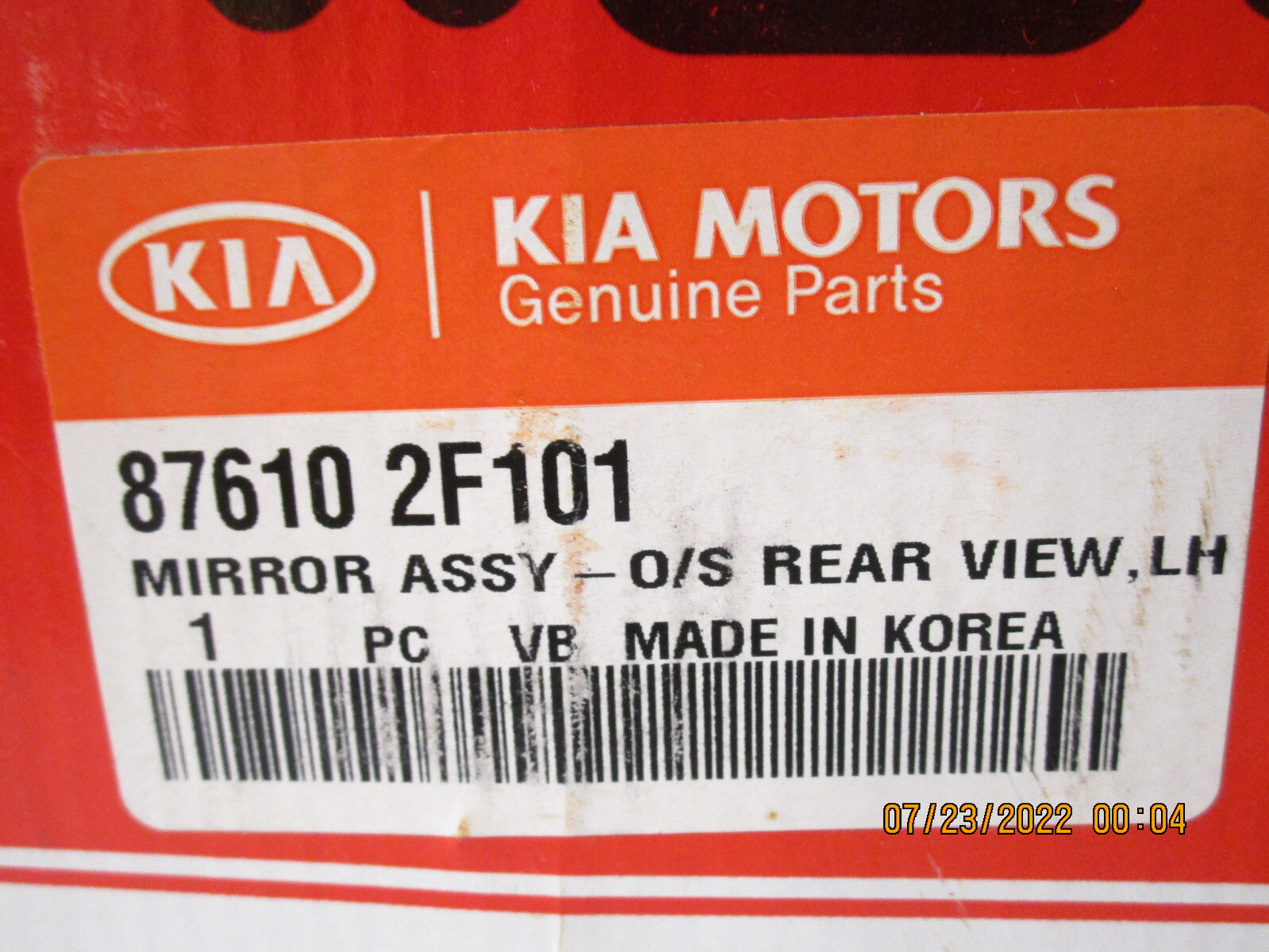 Genuine Kia OEM 876102F101 Outside Rear View Mirror Assembly, Left | eBay