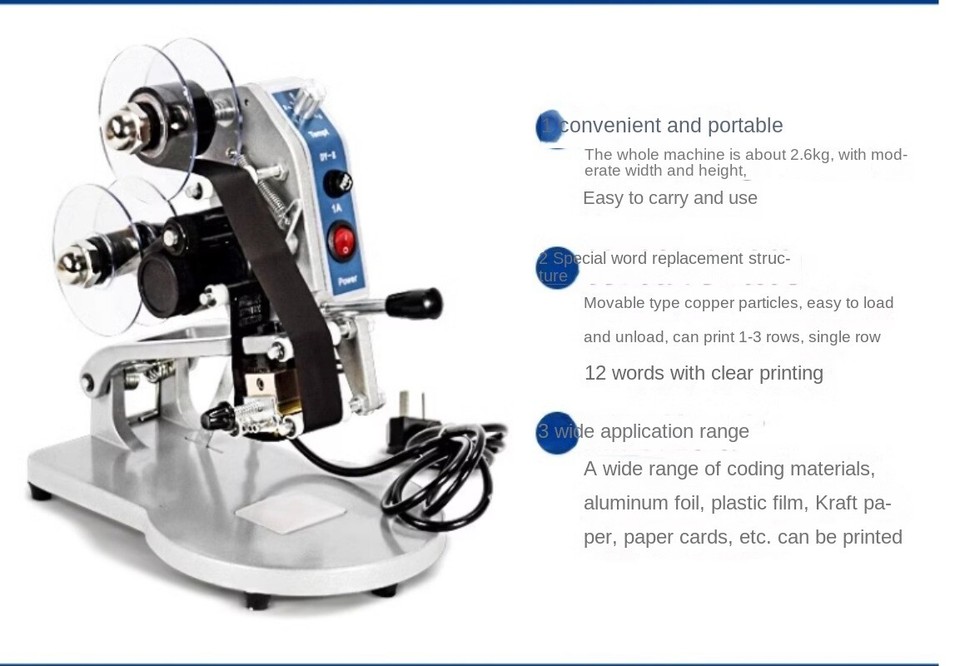 Manual Ribbon Coding Machine Direct Heat Type Label Stamping Steel ...