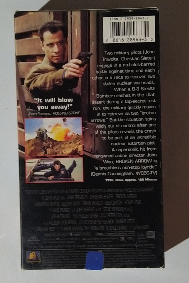 Broken Arrow (VHS, 1996) John Travolta, Christian Slater 86162896330| eBay