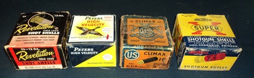 4 Vintage Shotgun shells box - EMPTY Revelation, Peters, Climax Western ...