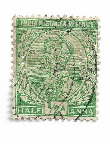 India postage stamp George V Half Anna perfin, off paper | eBay
