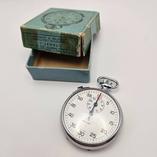 SWISS MADE GALLET POCKET STOPWATCH JULES RACINE & CO 7J WITH BOX! | eBay
