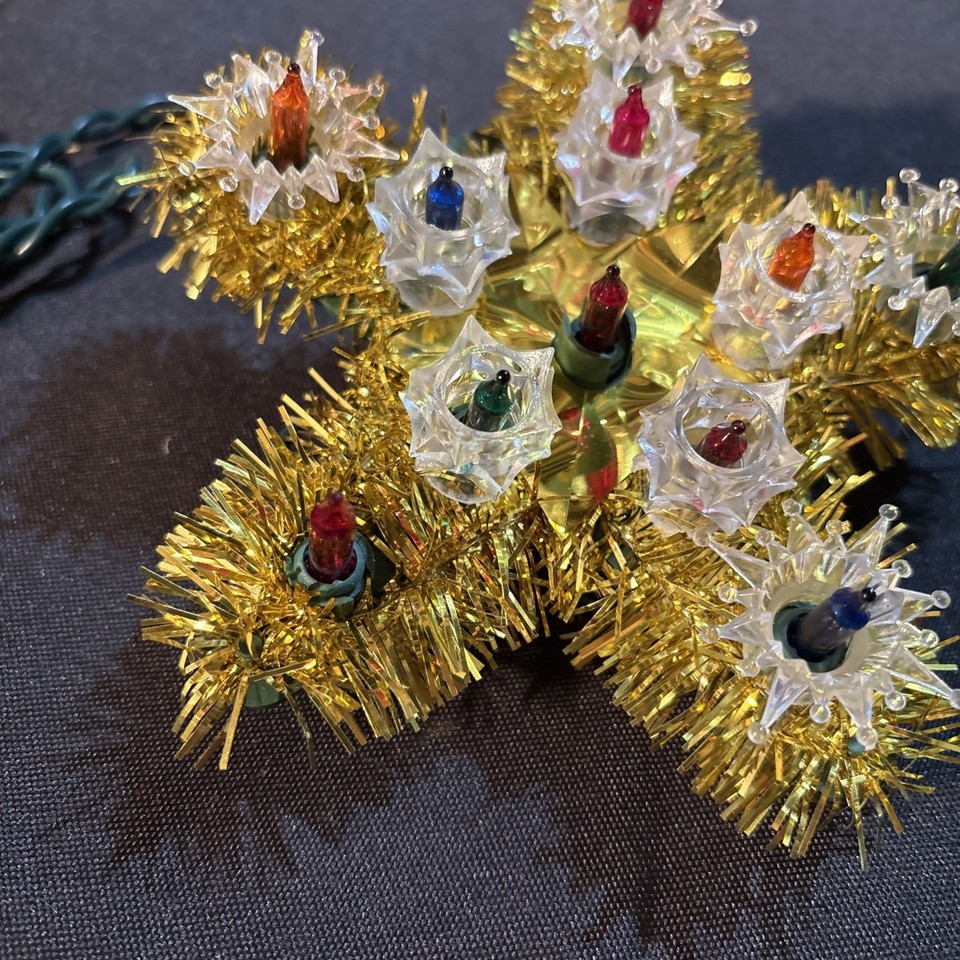 Vtg Lot Christmas Tree Light Bulbs Swirl Tree Topper Ceramic Tree Push ...