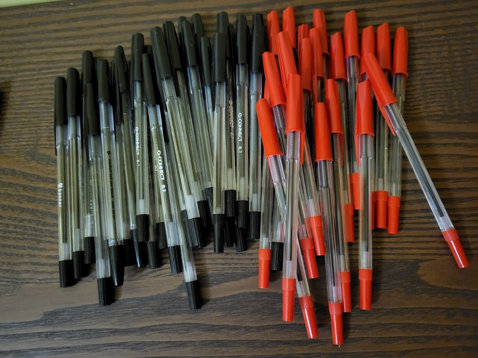 Job Lot Of 50 standard ball point Pens. Black Red. Office School Chef ...
