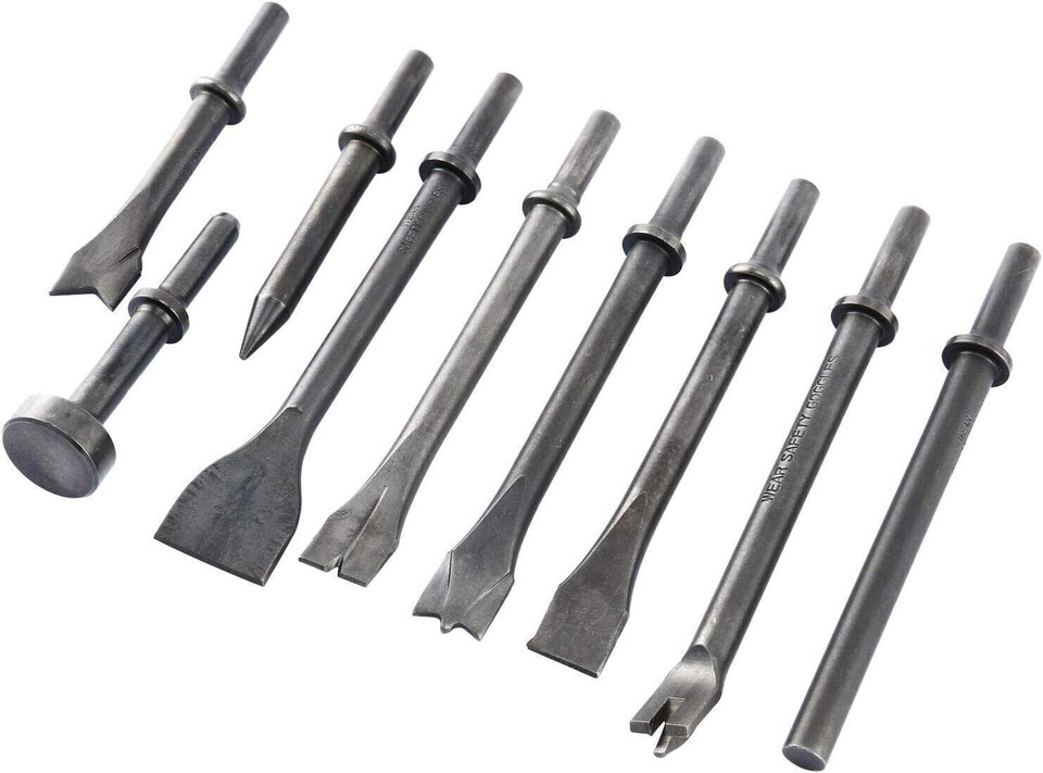 9Pcs Pneumatic Air Hammer Punch Chipping Chisel Set with 0.401" (10mm ...