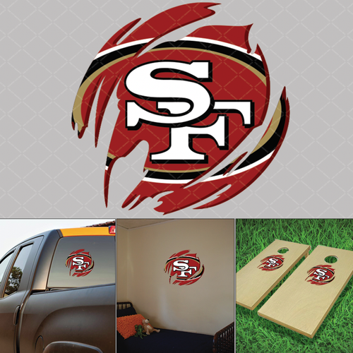 San Francisco 49ers Distress Scratched Decal Ripped Torn Tattered Vinyl ...