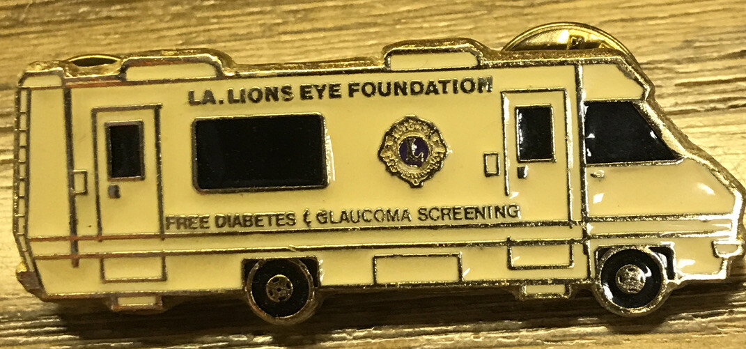 Vintage 2" Brass Enameled Lions Club Pin "LA Lions Eye Foundation ...