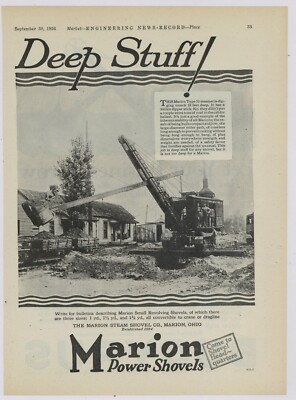 1926 Marion Steam Shovel Co. Ad: Type 32 Steamer Loading Rail Cars with ...