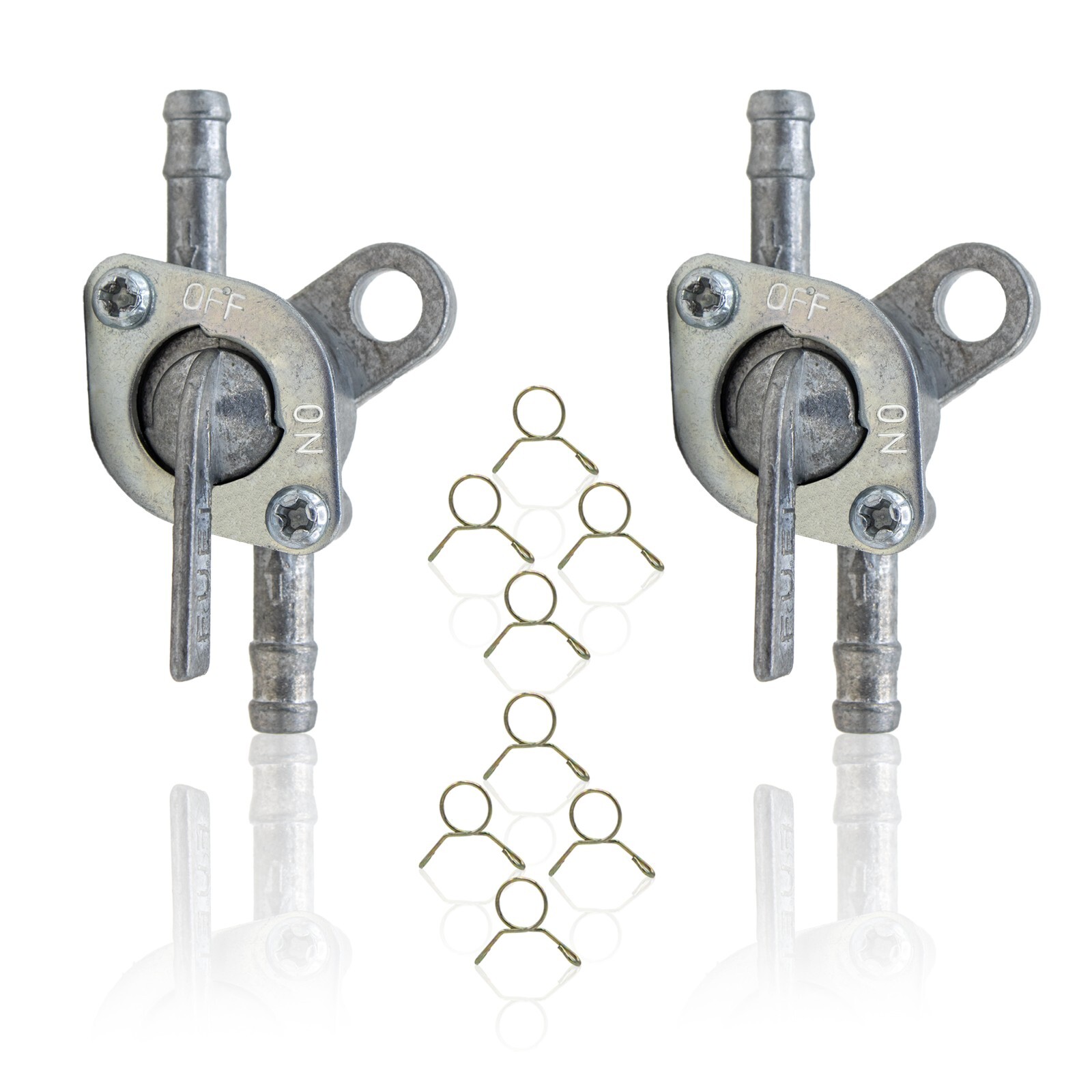 2 UNIVERSAL INLINE FUEL SHOT OFF 6MM VALVE PETCOCKS PIT DIRT BIKE ...