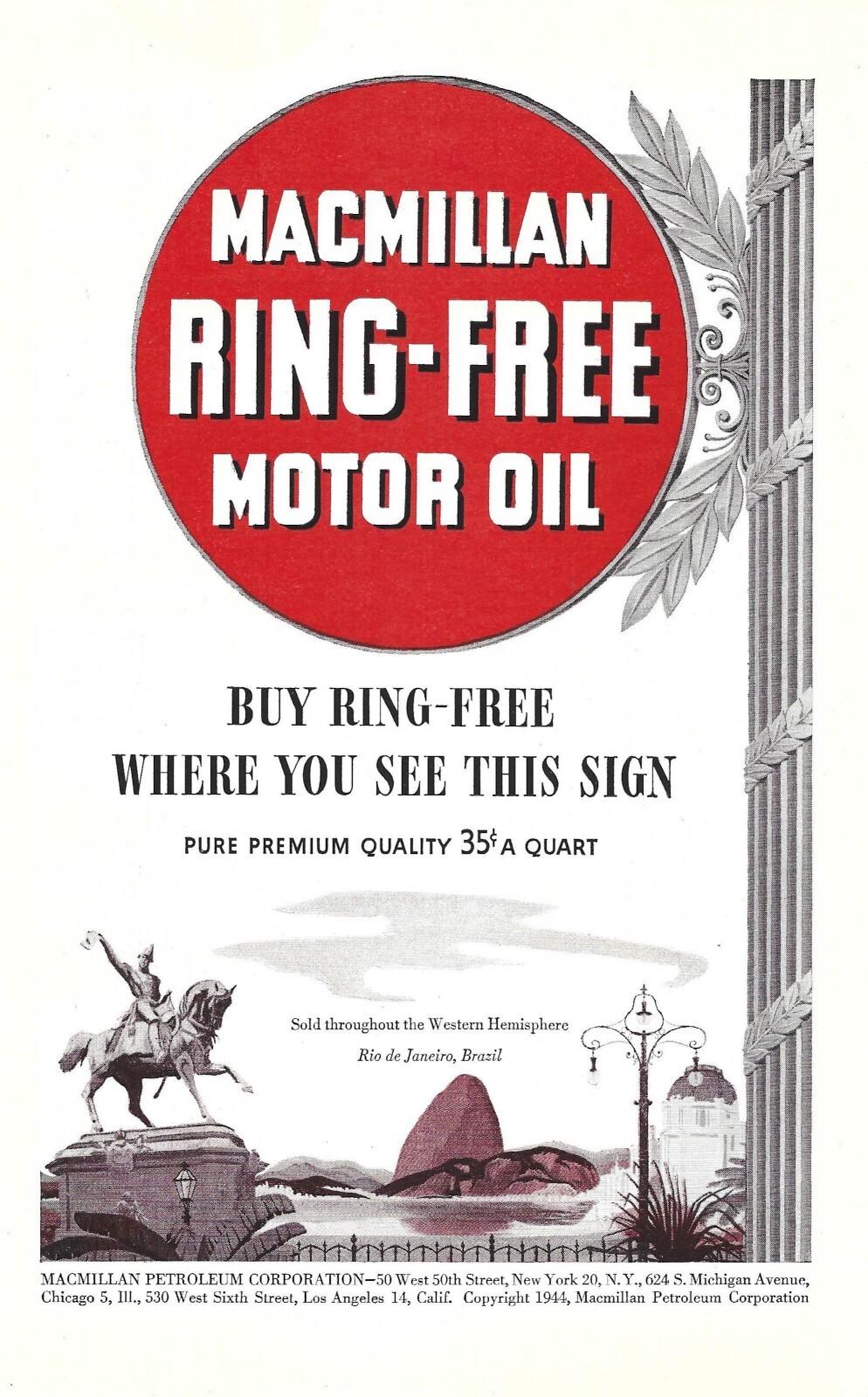 1944 Macmillan Ring Free Motor Oil Vintage Color Print Ad Ephemera ...