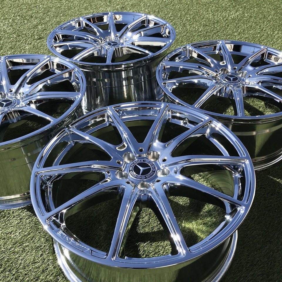 20" AMG RIMS WHEELS CHROME MERCEDES OEM FACTORY GENUINE SET 4 S63 S550 ...