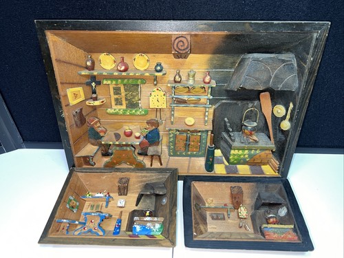 Vintage German Diorama Shadow Box Hand Painted / Hand Carved - Folk Art ...