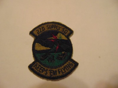 MILITARY PATCH US AIR FORCE POCKET SEW ON 22D SUPPLY SQUADRON KEEP EM ...