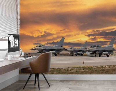 3D F16 Fighter Sunset Wallpaper Wall Mural Peel and Stick Wallpaper 176 ...
