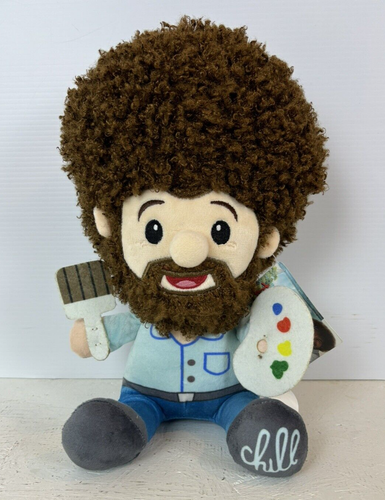 Fiesta Plush Bob Ross Happy Painter Plush 10" Stuffed Toy Curly Big ...