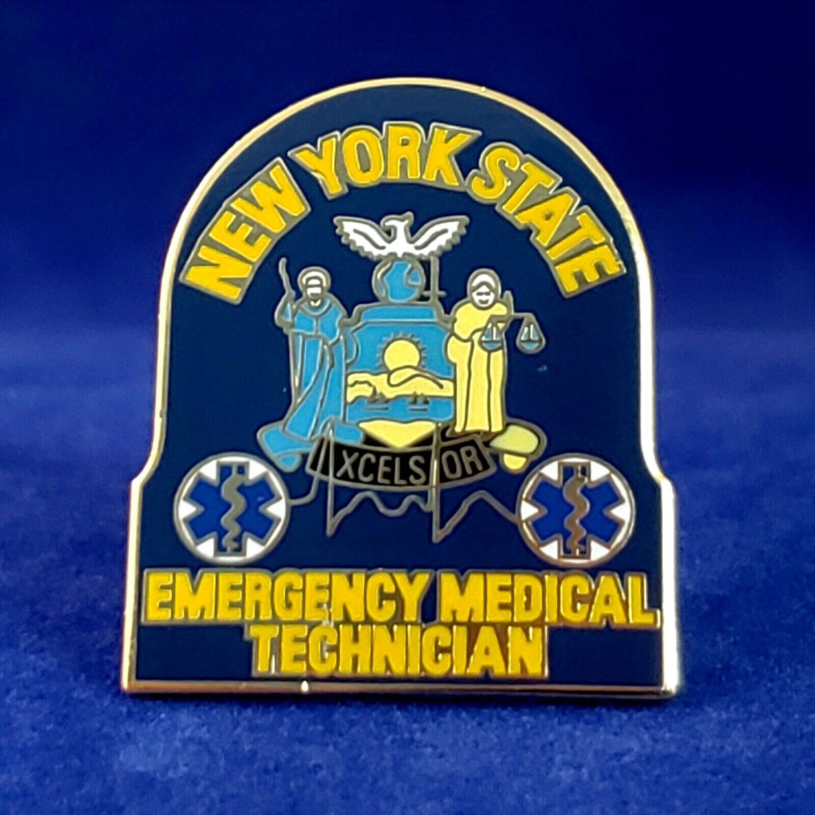 NEW YORK STATE EMERG MED TECH PIN: 1" Size, Imitation Gold Pltd, Item ...