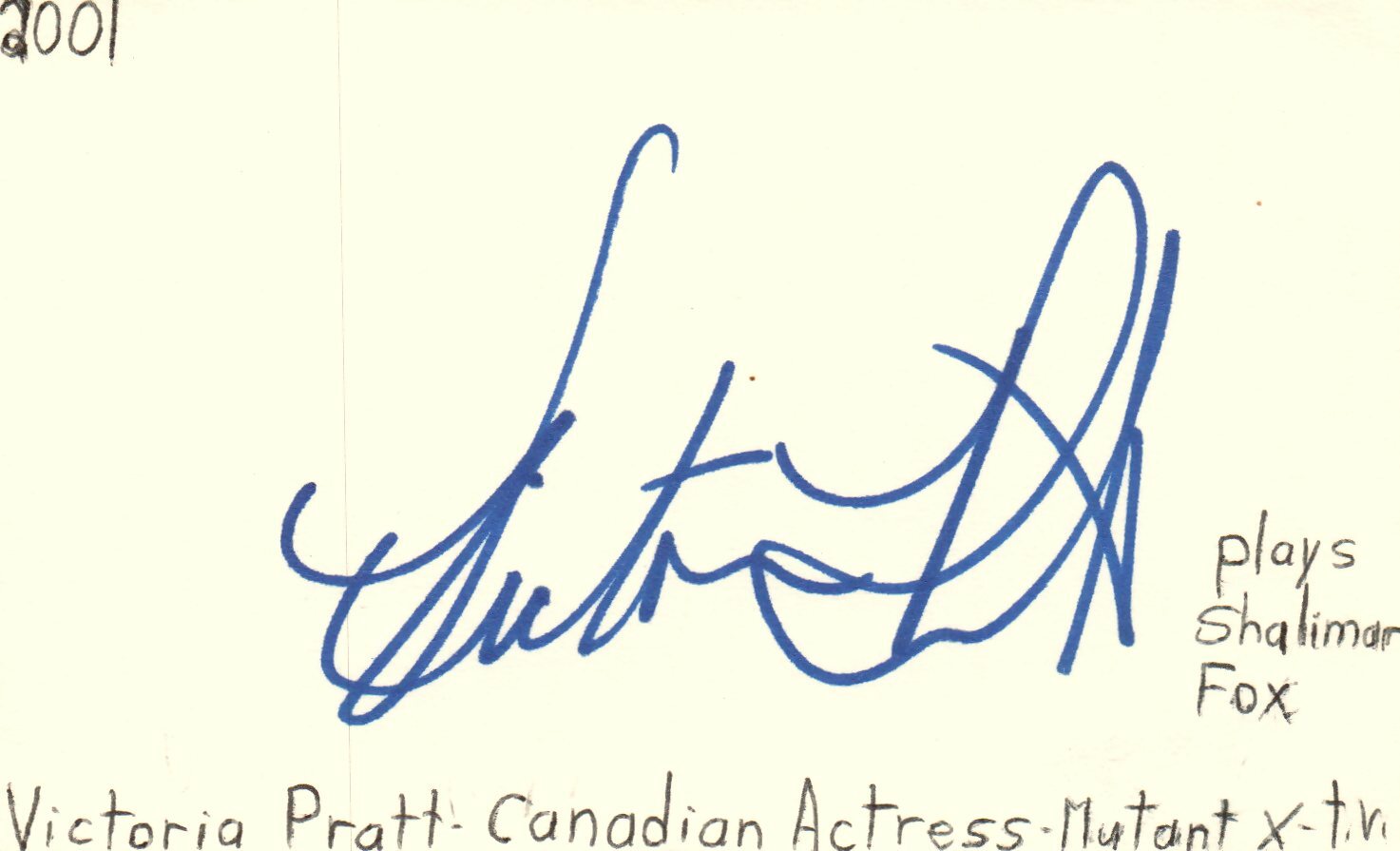 Victoria Pratt Canadian Actress Mutant X TV Show Autographed Signed ...