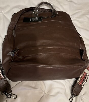 TVCDFG Brown Leather Like Backpack/Purse Unisex Fashion Multipurpose ...