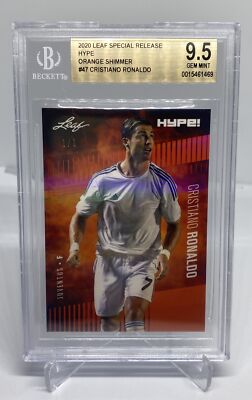 BGS 9.5 Cristiano Ronaldo 2020 Leaf HYPE! #47 Rare Card Orange Shimmer ...
