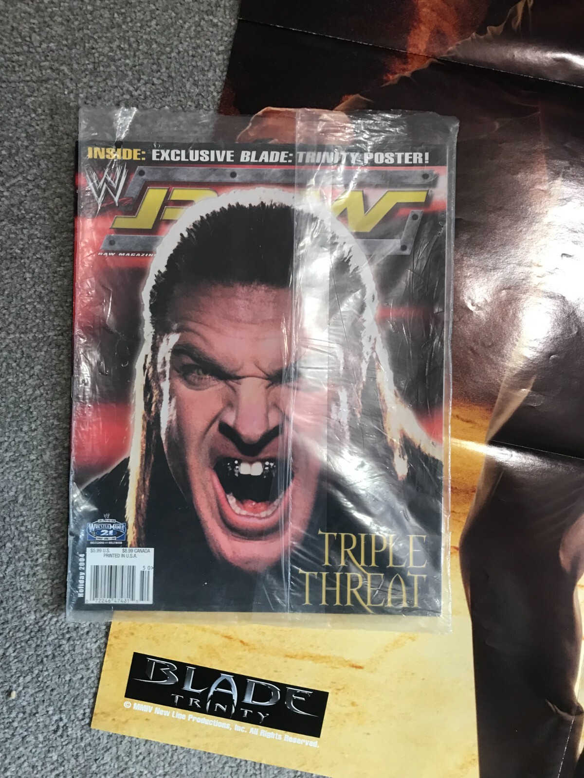 WWF WWE RAW Magazine Holiday 2004 - HHH Triple H Blade Trinity Poster ...