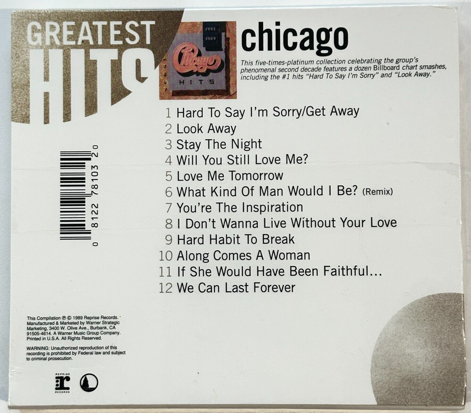 Chicago - Greatest Hits 1982-1989 CD New Factory Sealed with Slip Cover ...