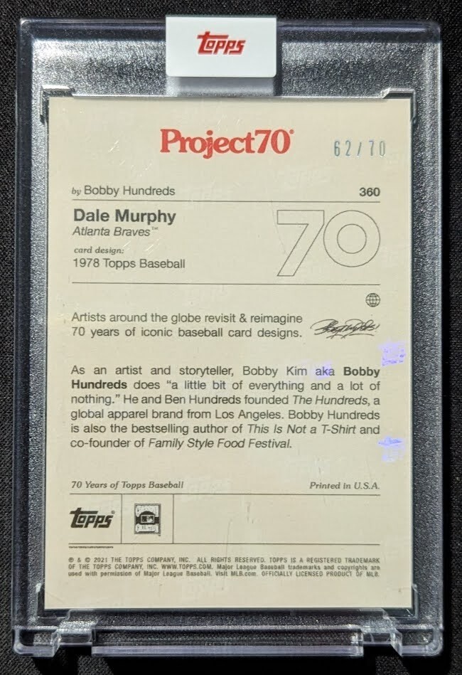 2021 Topps Project 70 Card #360 - 1978 Dale Murphy by Bobby Hundreds ...