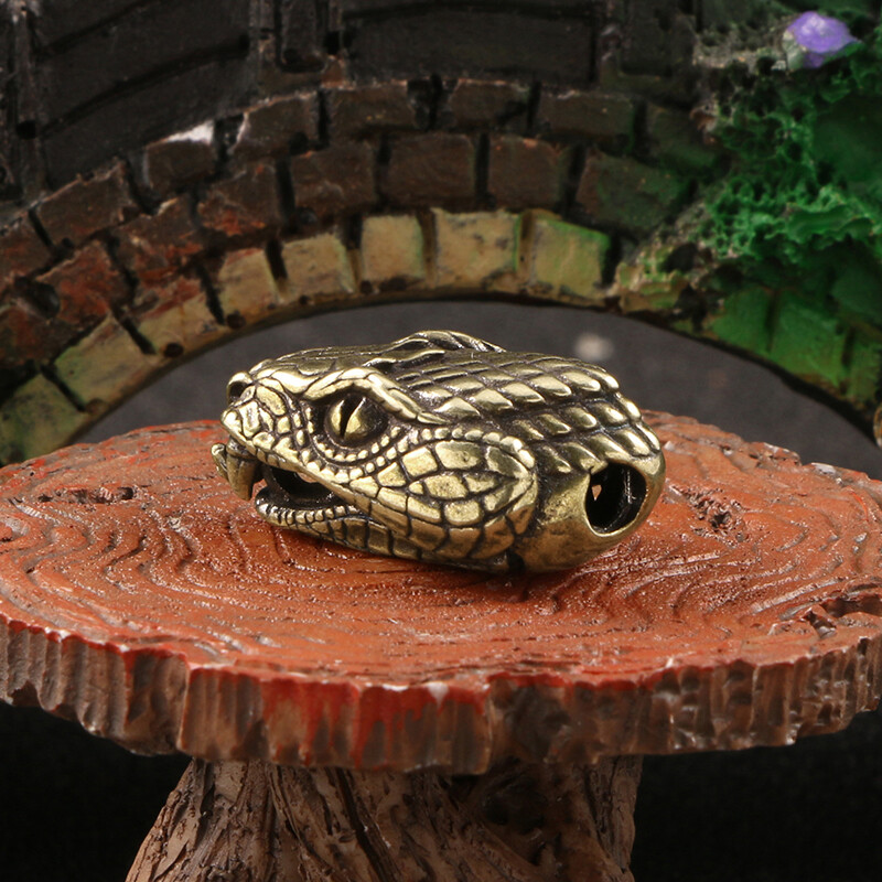 Vintage Handmade Copper Snake Head Keychains Pendant Retro Brass Snake ...