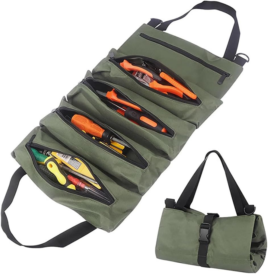Tool Bag Roll Up Heavy Duty Organizer Portable Storage w/ Zipper Pouch ...