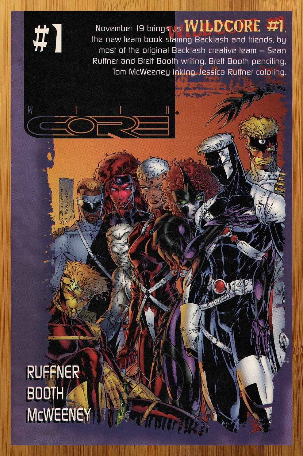 1997 Wildstorm Comics Wildcore Print Ad/Poster Brett Booth Hero Promo ...