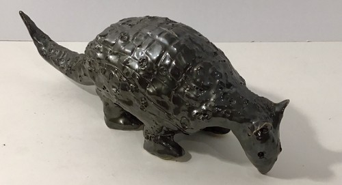 Vintage Weird Armadillo Decor & Paperweight 9”x4” Plaster Metal Amateur ...