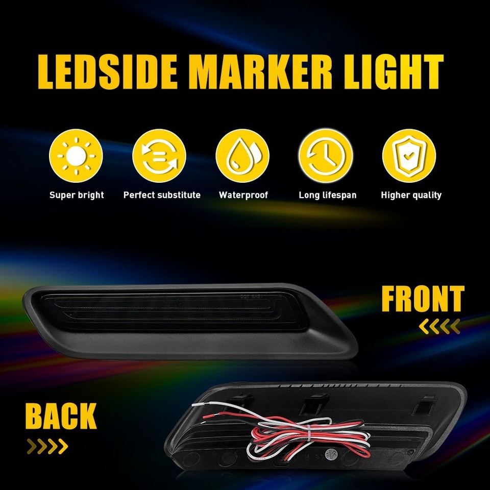 2x Smoke LED Hood Bezel Driving Light Dynamic Amber White for 2011-2018 ...