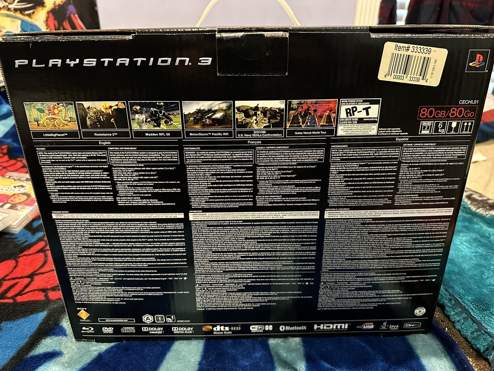 Sony Playstation 3 PS3 80GB CECHL01 Console with Box playstation move ...