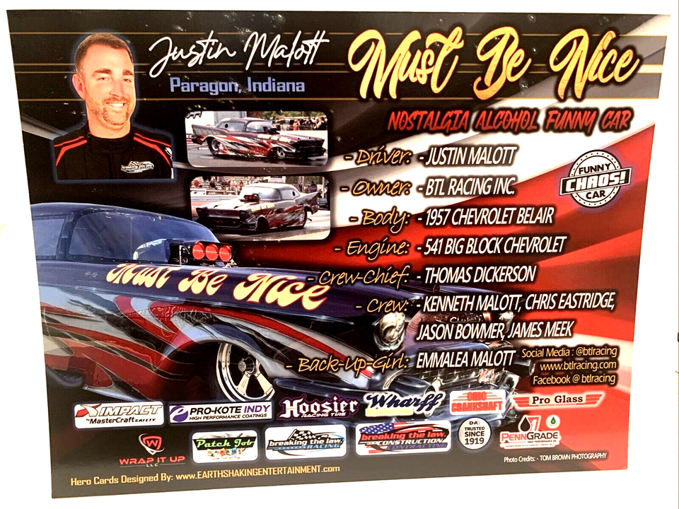 1957 CHEVY "MUST BE NICE" NOSTALGIA FUNNY CAR CHAOS DRAG RACING ...