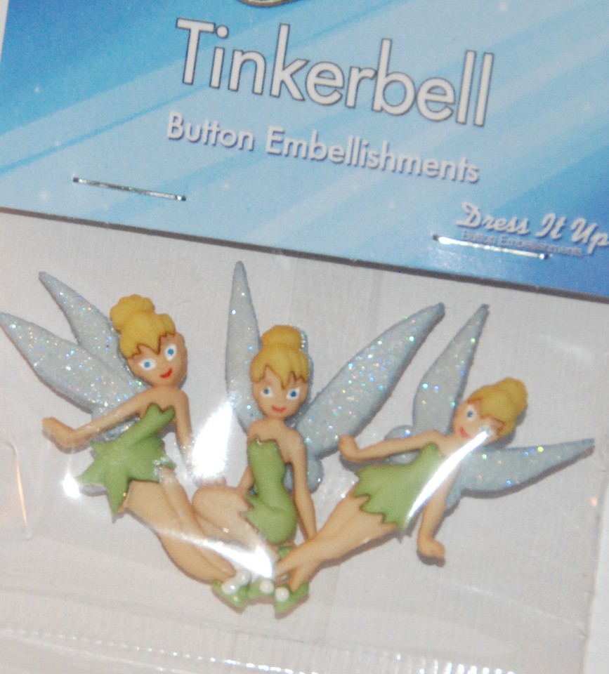 Tinkerbell ~ Disney Licensed Buttons / Jesse James Dress It Up | eBay