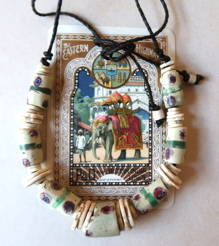 Vintage Venetian Glass african Trade Bead & Ostrich Shell Necklace ...