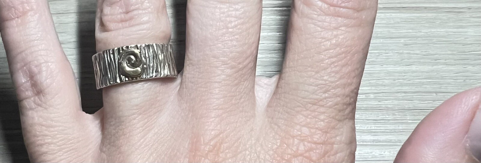 Vintage Designer Signed MLP Sterling Silver & 14K Yellow Gold Band Ring ...