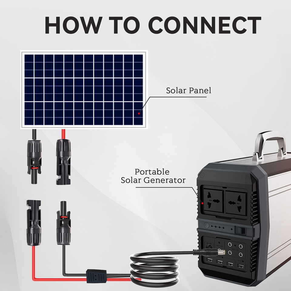 Solar Panel Connector to DC 8mm Adapter Extension Cable 16 AWG with DC ...