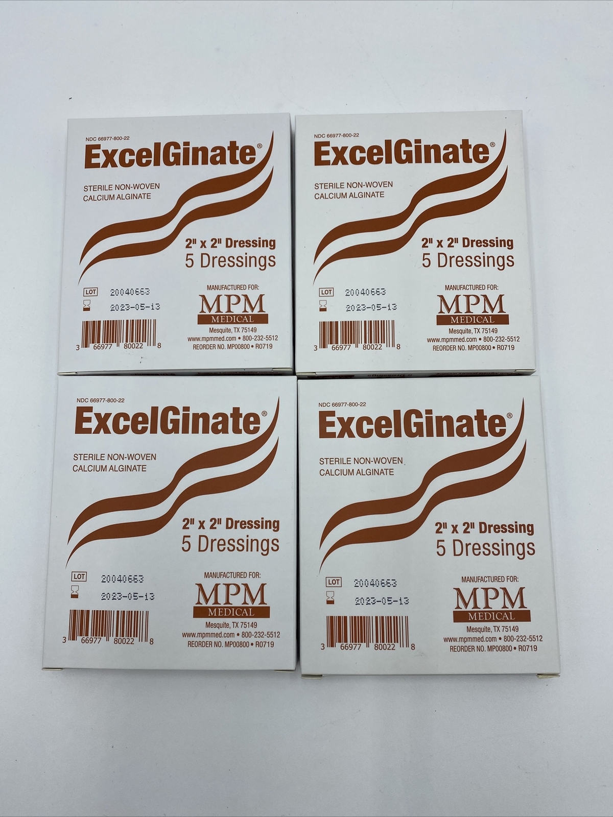 MPM Medical ExcelGinate Calcium Alginate 2"x2" Dressing Lot of 20. E5 ...